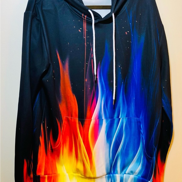 Shirts | Mens Hoodie Fire And Ice Flames | Poshmark